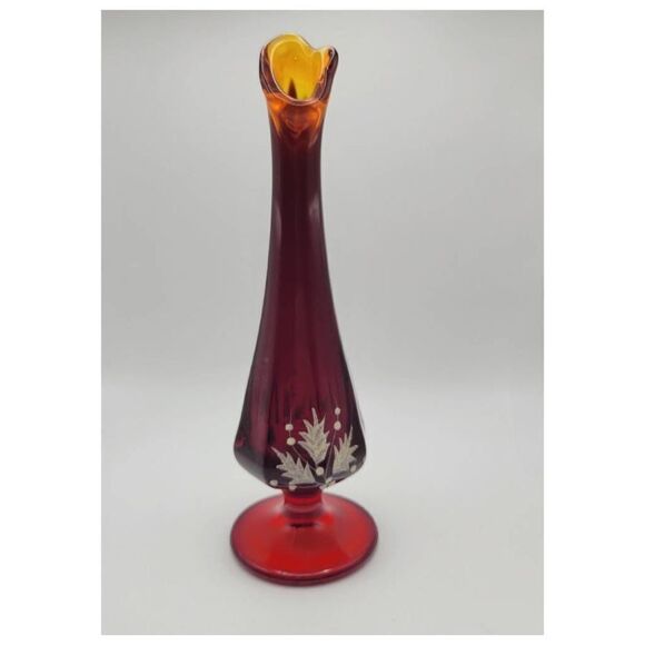Fenton | Accents | Vintage Signed Fentonred Orange Holly Handpainted ...